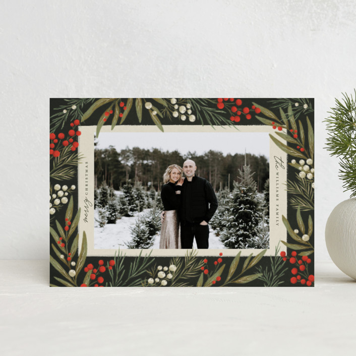 Mistletoe + Holly Holiday Postcards by Wildfield Paper Co | Minted