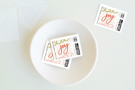 Colorful Joy Peace Love Hope Holiday Stamps by fat... | Minted