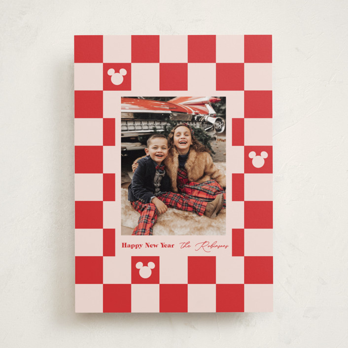 Disney Mickey Checkerboard Holiday Photo Cards by Carrie ONeal | Minted