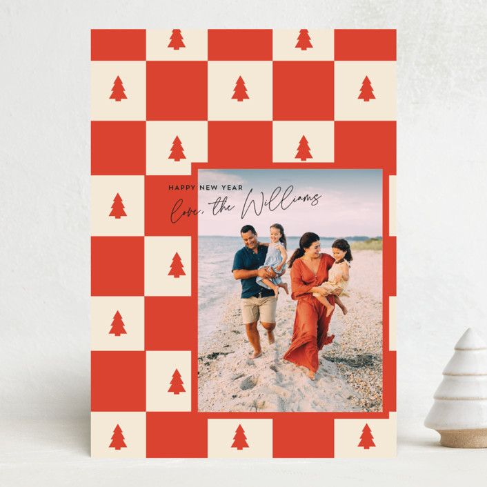 Checkered Trees Holiday Photo Cards by Anna Elder | Minted
