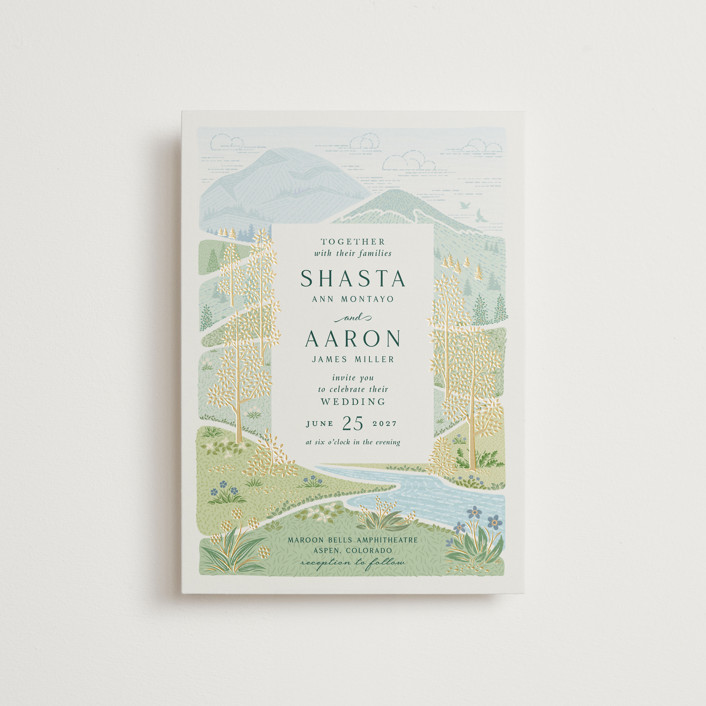 Mountaintop Foil-Pressed Petite Wedding Invitations by Paper Sun Studio ...