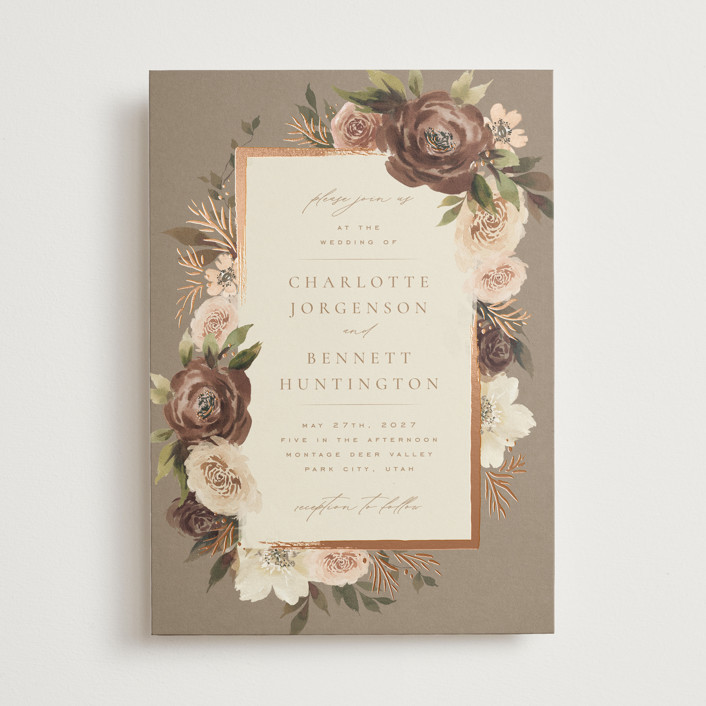 Romantic Frame Foil-Pressed Wedding Invitations by Wildfield Paper Co ...