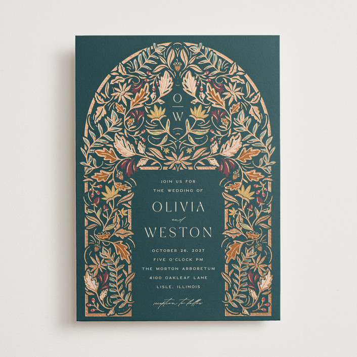 Autumnal Arch Foil-Pressed Wedding Invitations by Erin German | Minted