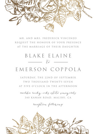 Gilded Wildflowers Foil-Pressed Wedding Invitations by Rochelle Renee ...