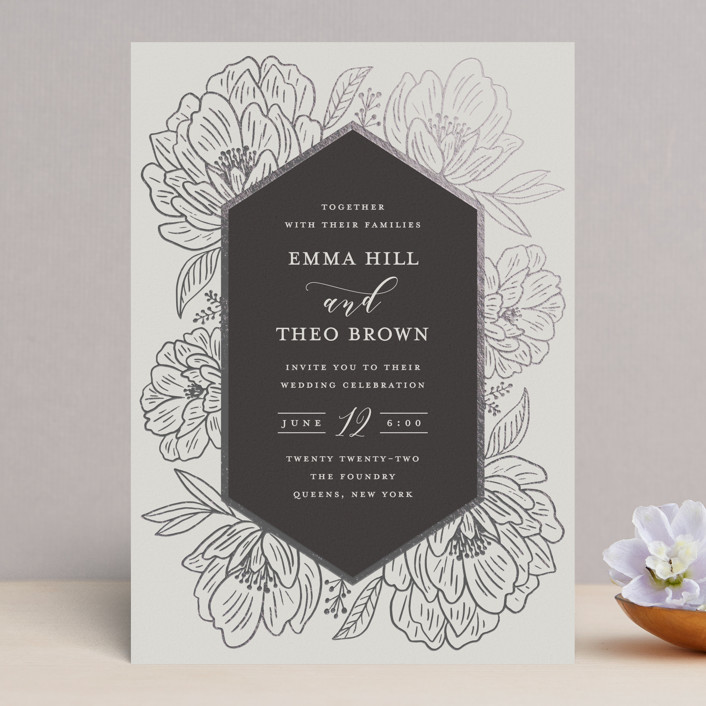 Posh Peonies Foil-Pressed Wedding Invitations by Nicole Barreto | Minted