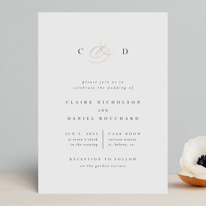 Elegant Monogram Foil-Pressed Wedding Invitations by Kelly Schmidt | Minted