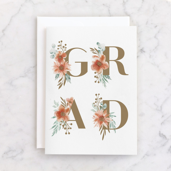 floral grad Individual Graduation Greeting Cards by silverscreen studio ...