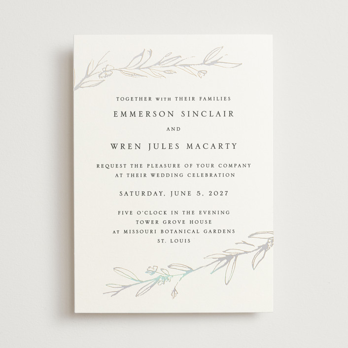 Metallic Branches Gloss-Press® Wedding Invitations by Mere Paper | Minted