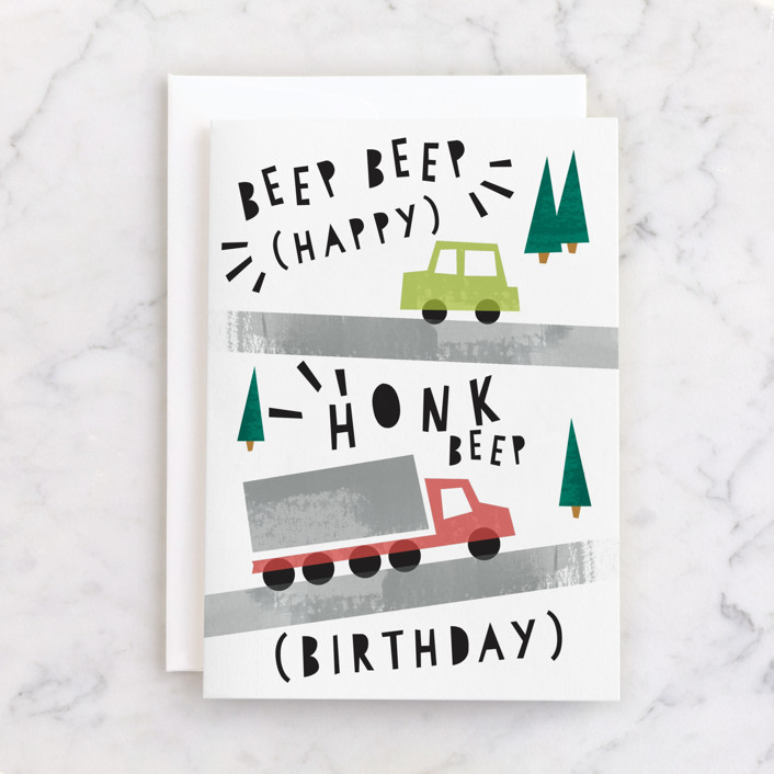 Beep Beep Honk! Individual Kid's Birthday Greeting Cards by Shiny Penny ...