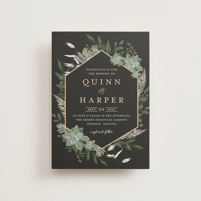 Succulent Surround Petite Wedding Invitations by Susan Moyal | Minted