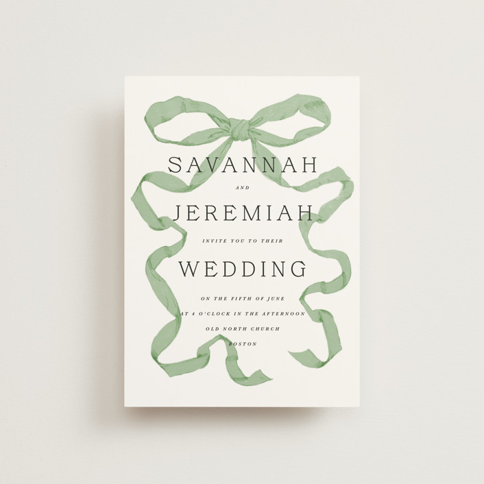 Antique Ribbon Petite Wedding Invitations by Olivia Kanaley Inman | Minted