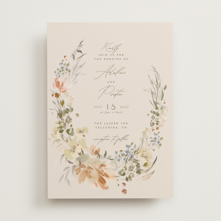 Wildflower wreath Wedding Invitations by Grace Kreinbrink | Minted
