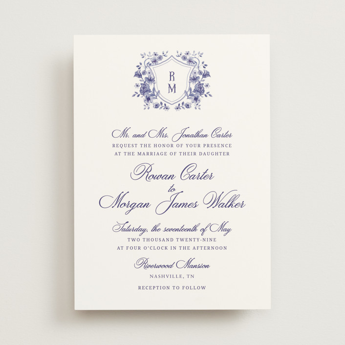 Blooming Crest Wedding Invitations by Cass Loh | Minted