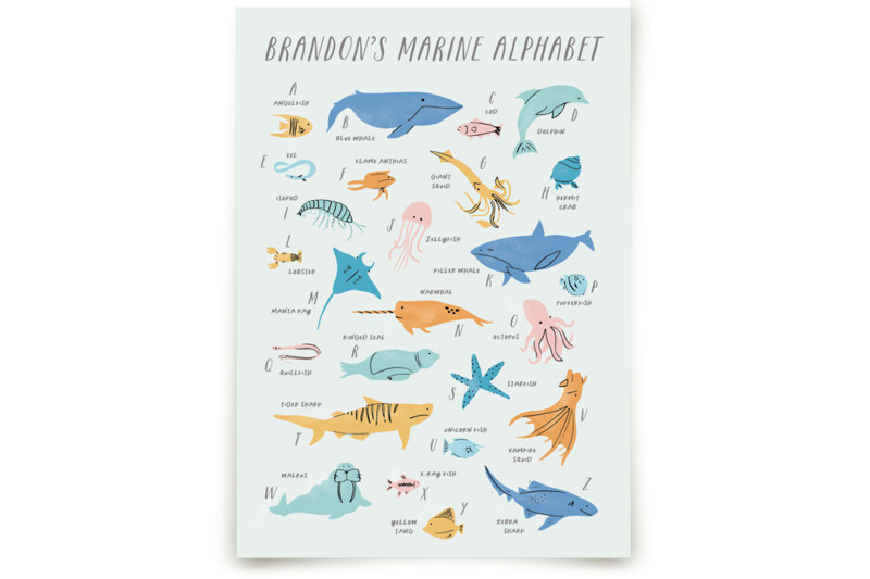 Sea life alphabet Children's Art Prints by Creo Study | Minted