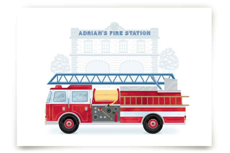 Fire Engine to the Rescue Children's Art Prints by Paper Sun Studio ...