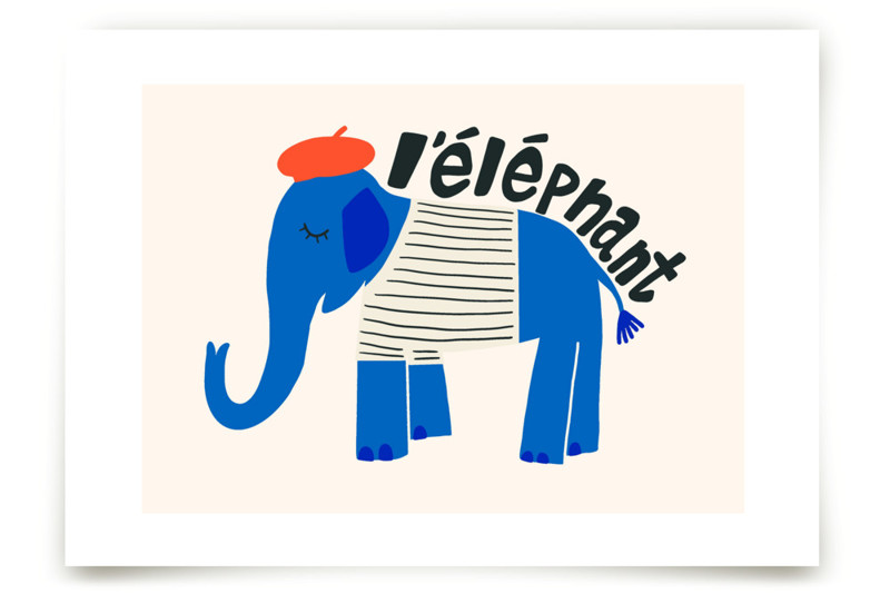 French Elephant Children's Art Prints by Morgan Kendall | Minted
