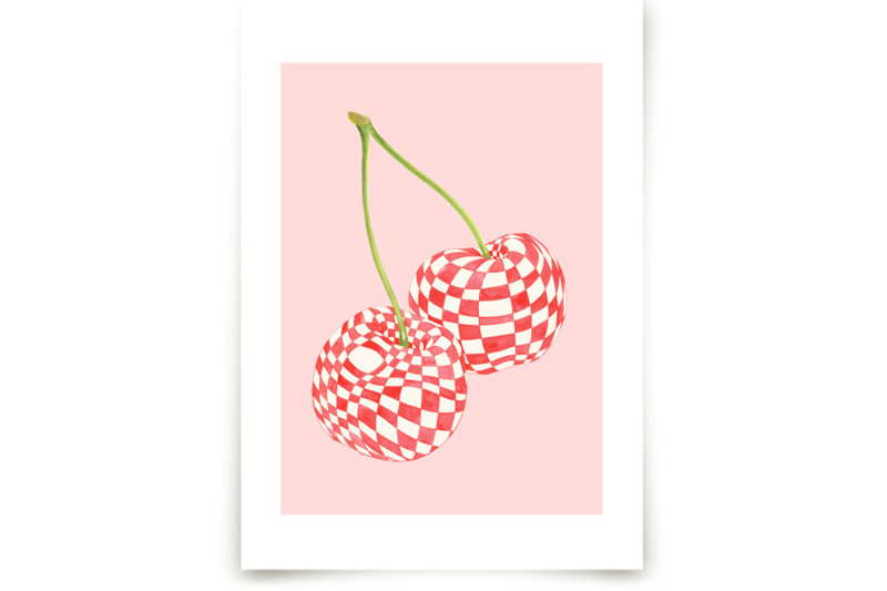 Checkerboard Cherries Children's Art Prints by Luci Power | Minted