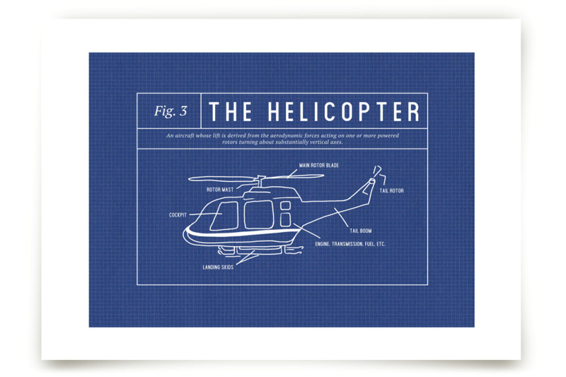 Helicopter Blueprint Children's Art Prints by Meggy Masters | Minted