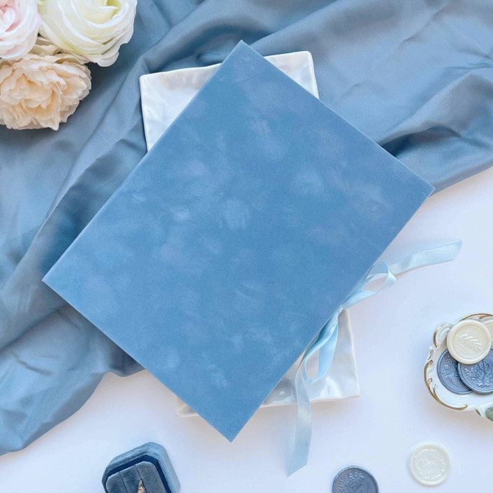 Dusty Blue Velvet Box for 5 x 7 Cards, Keepsake Box Keepsake Boxes by ...