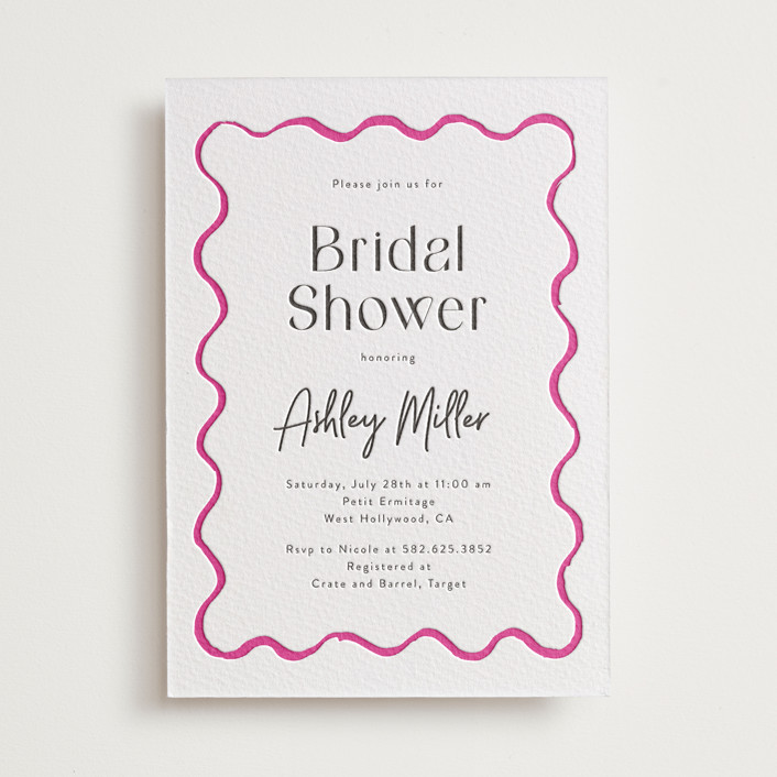handdrawn wavy frame Letterpress Bridal Shower Invitations by Cass Loh ...