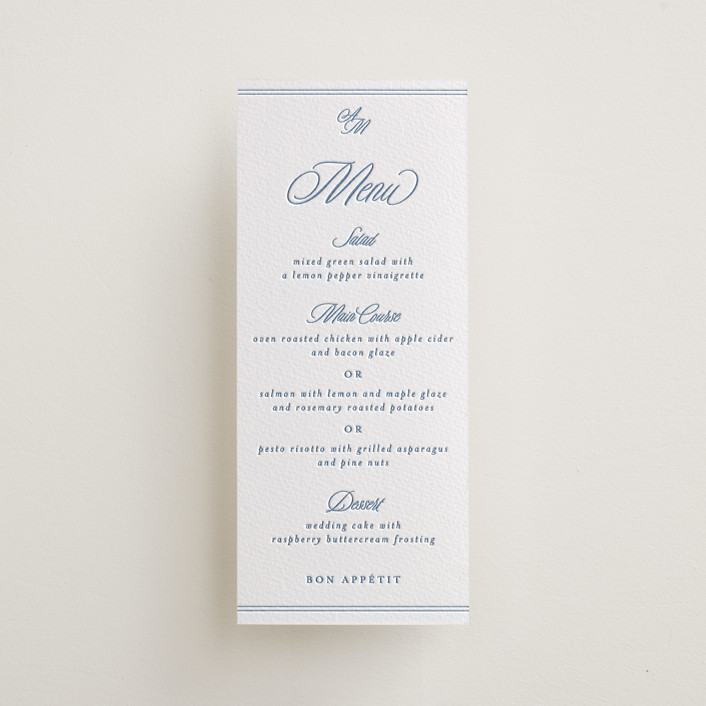 Stately Letterpress Long Menus by Creo Study | Minted