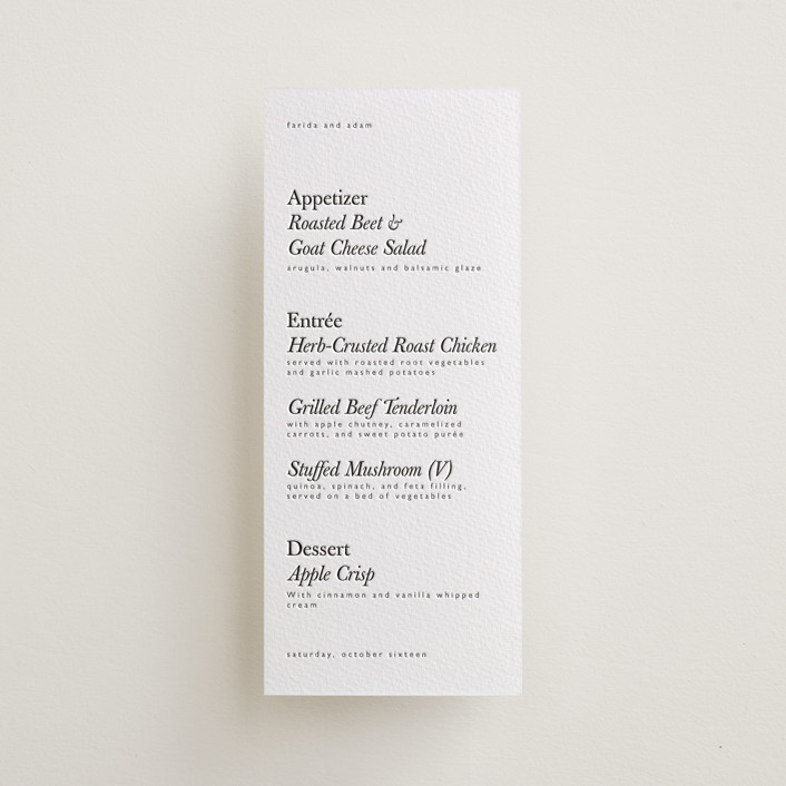 Westin Letterpress Long Menus by Hudson meet Rose | Minted