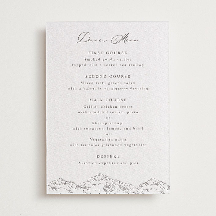 Mountainview Letterpress Menu by Sarah Brown | Minted
