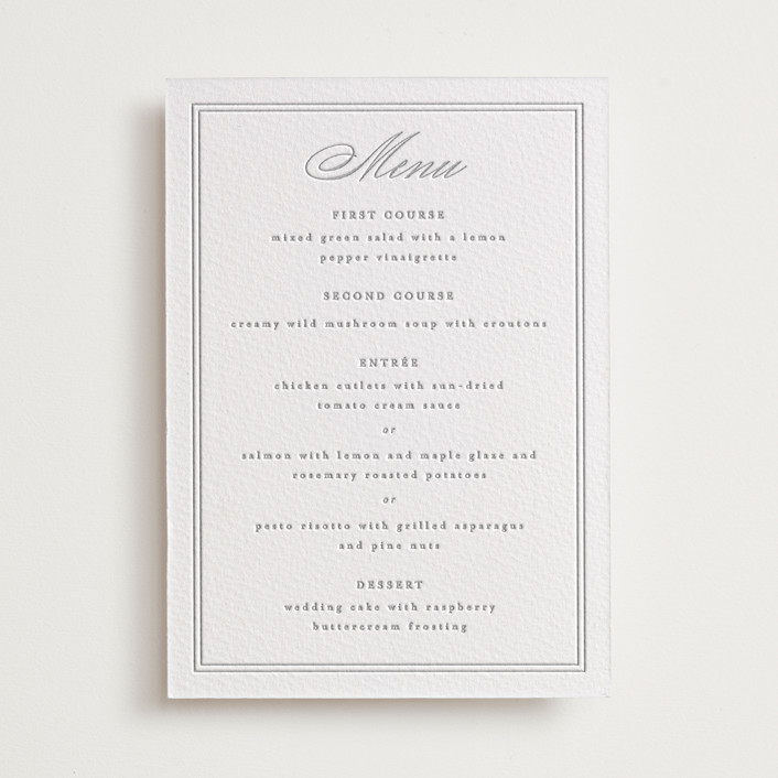 Monogrammed eternity Letterpress Menu by Creo Study | Minted
