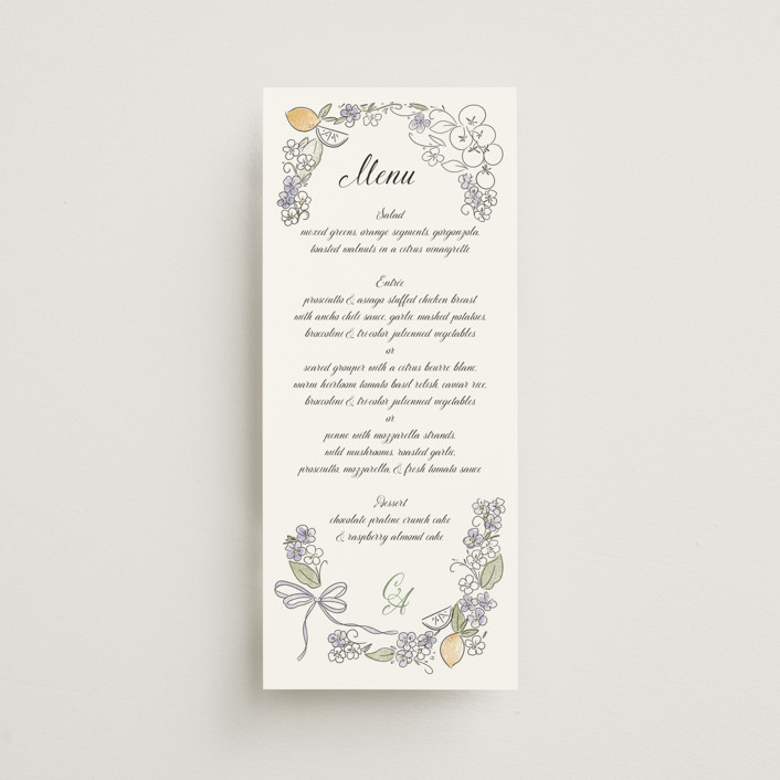 Forget Me Nots Long Menus by Jenna Holcomb | Minted