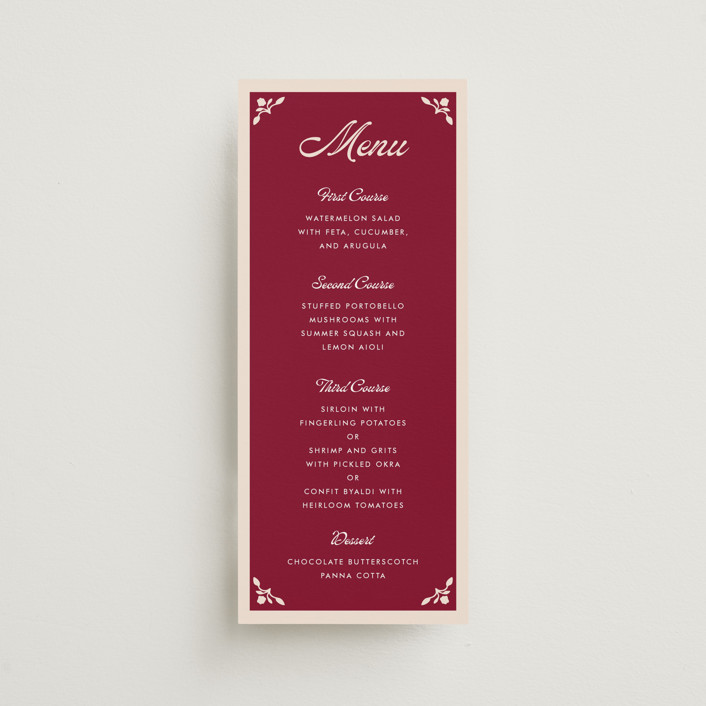 Victorian Chic Long Menus by Morgan Kendall | Minted