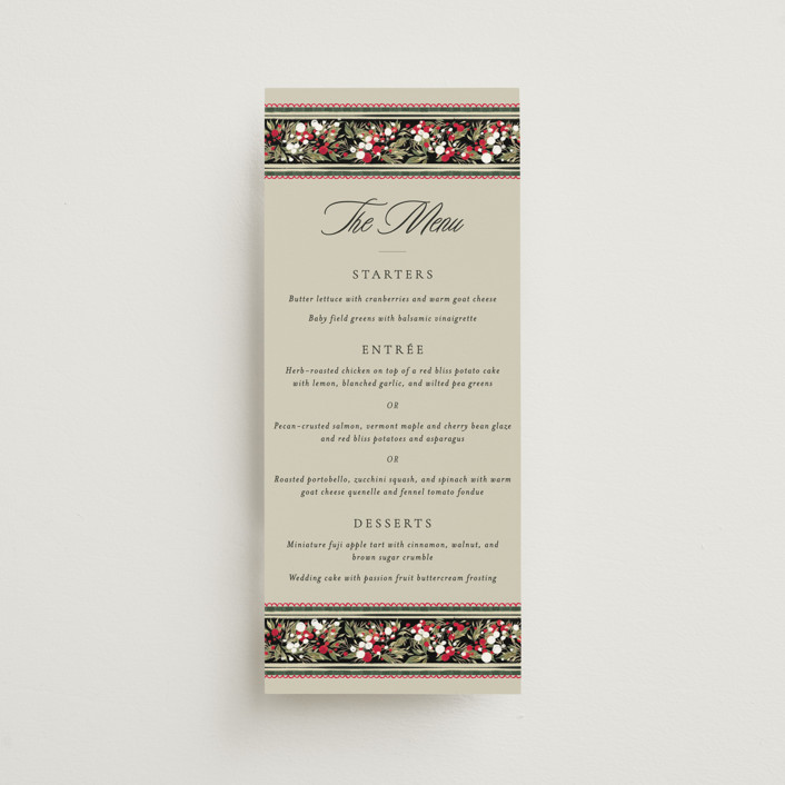 Holiday Ribbon Long Menus by Jackie Crawford | Minted