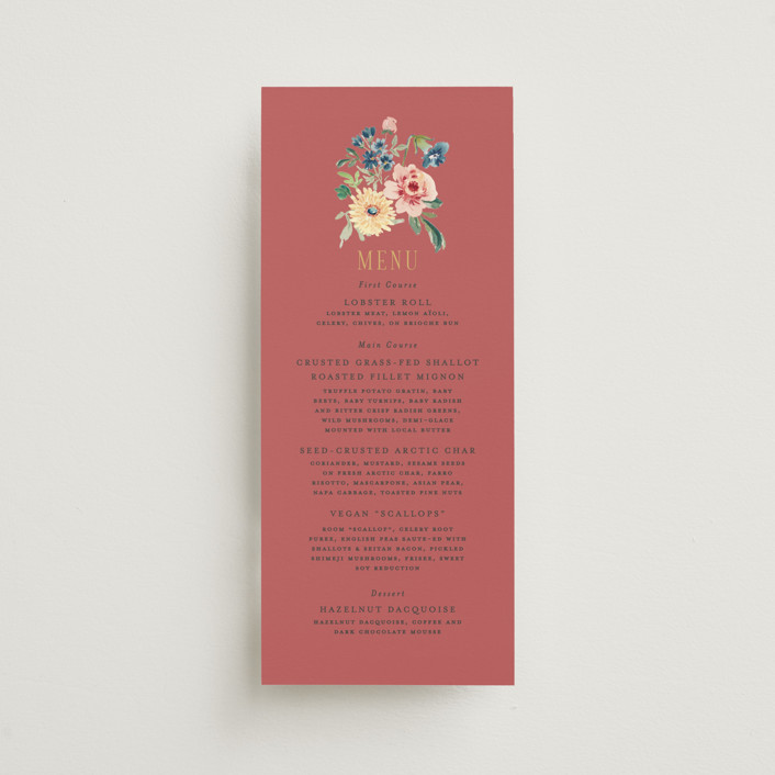 Ruban en Fleur Long Menus by Itsy Belle Studio | Minted