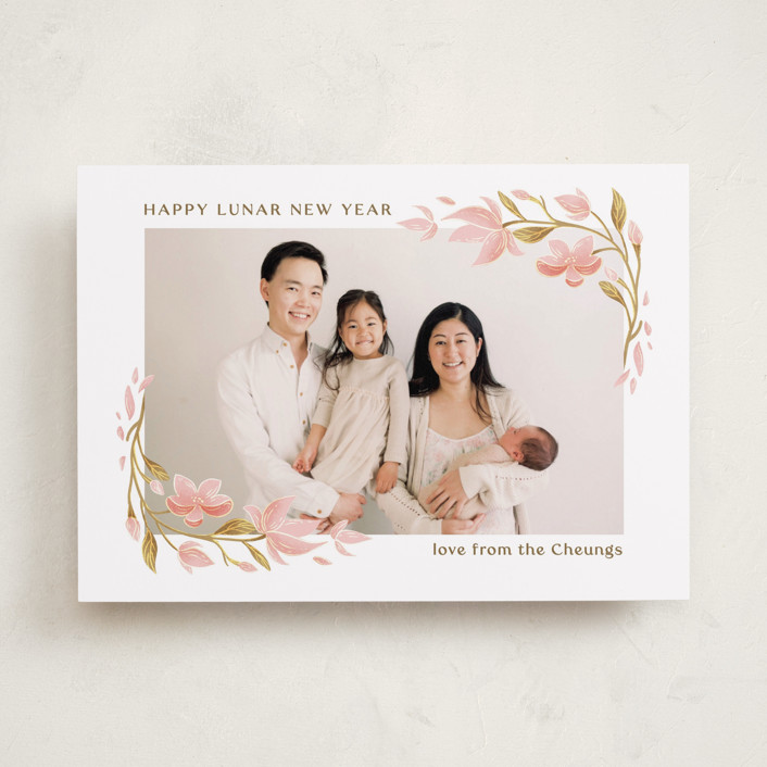 Spring Magnolia Frame Lunar New Year Cards by curiouszhi | Minted
