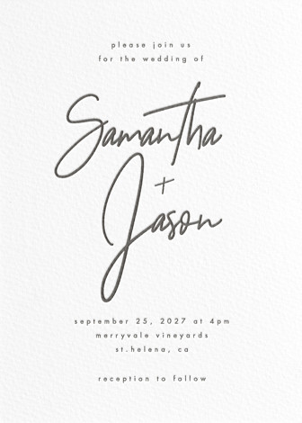 Modern Script Letterpress Wedding Invitations by Kelly Schmidt | Minted