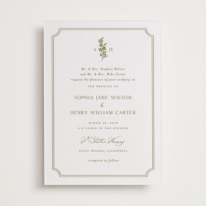 Simply Elegant Letterpress Wedding Invitations by Yaling Hou Suzuki ...