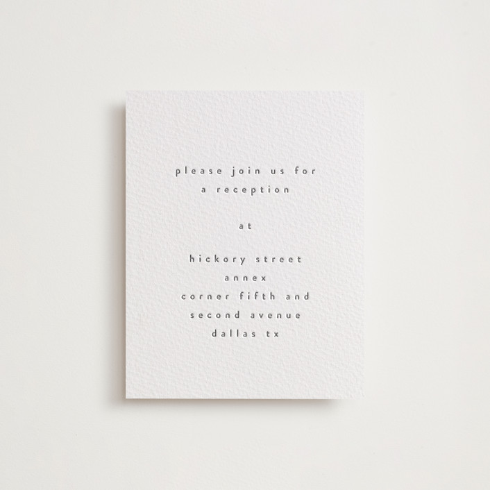 Very Plain Letterpress Reception Cards by Phrosné Barwood | Minted