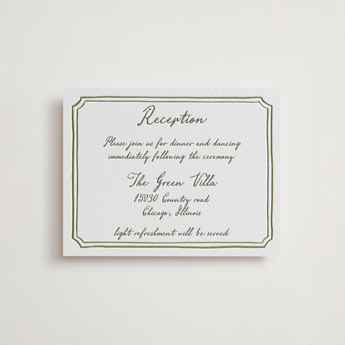 Handwritten Letterpress Reception Cards by Cass Loh | Minted