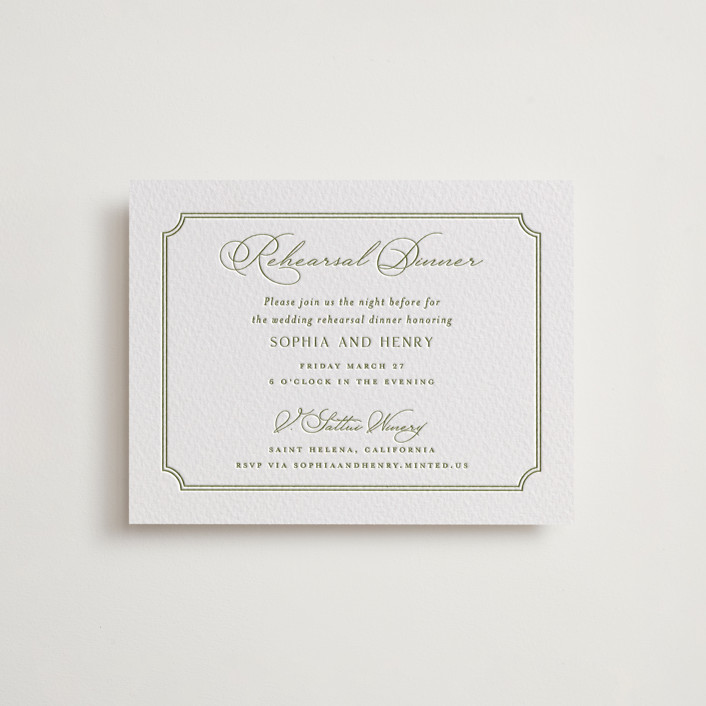 Simply Elegant Letterpress Rehearsal Dinner Cards by Yaling Hou Suzuki ...