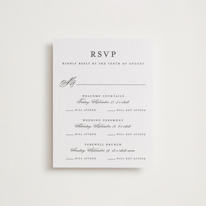 classic composition Letterpress Multi-Event RSVP Cards by Olivia ...