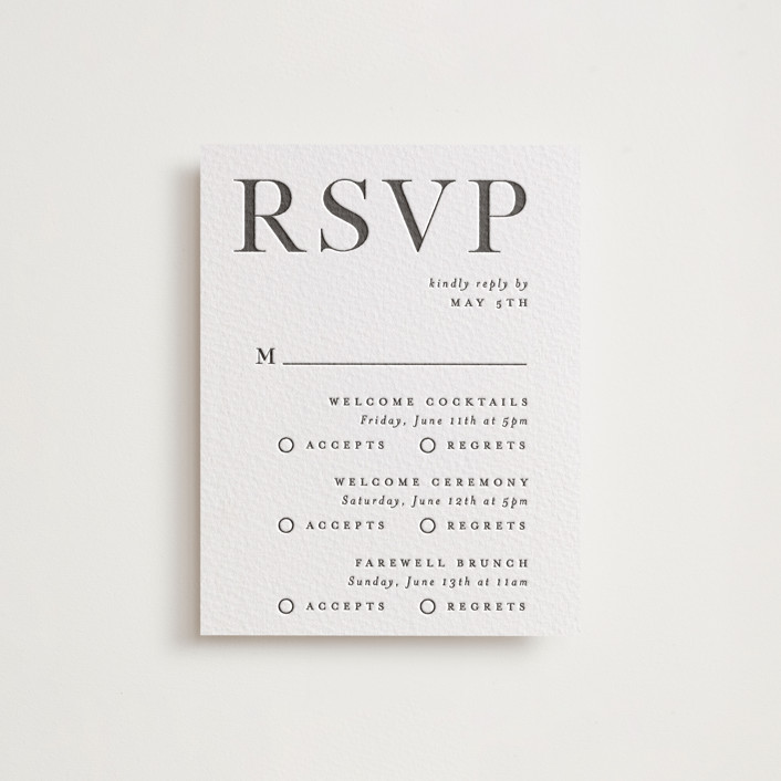 Trio Letterpress Multi-Event RSVP Cards by Pixel and Hank | Minted