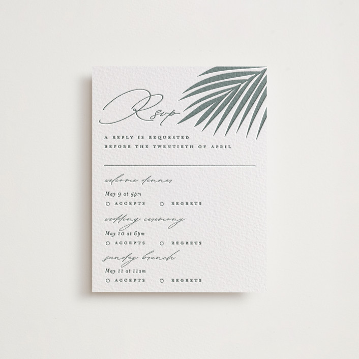 Faded Palm Letterpress Multi-Event RSVP Cards by Lauren Chism | Minted