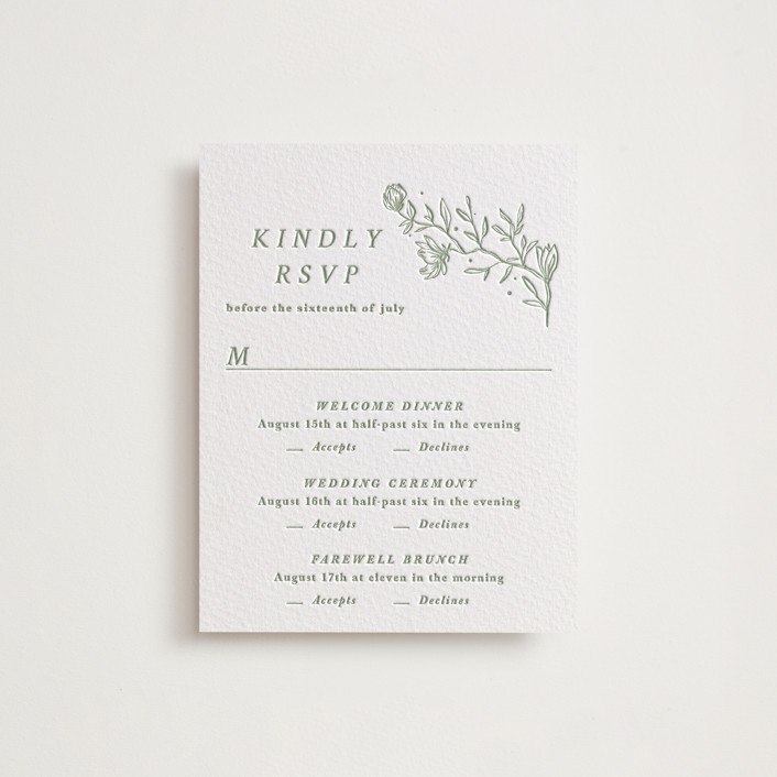 Magnolia Letterpress Multi-Event RSVP Cards by Camille Robinson | Minted