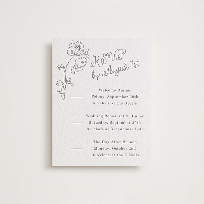 Note Letterpress Multi-Event RSVP Cards by Baumbirdy | Minted