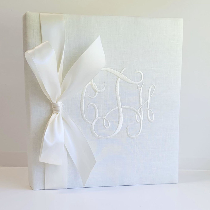 Wedding Memory Book — Ivory Linen w/Satin Ribbon Wedding Albums and ...