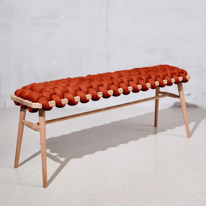 Red Earth Vegan Suede Woven Bench 120cm Benches by Knots Studio | Minted