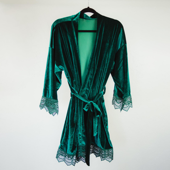 Emerald Green Velvet Robe Bridesmaid gifts by Jordan Perry | Minted
