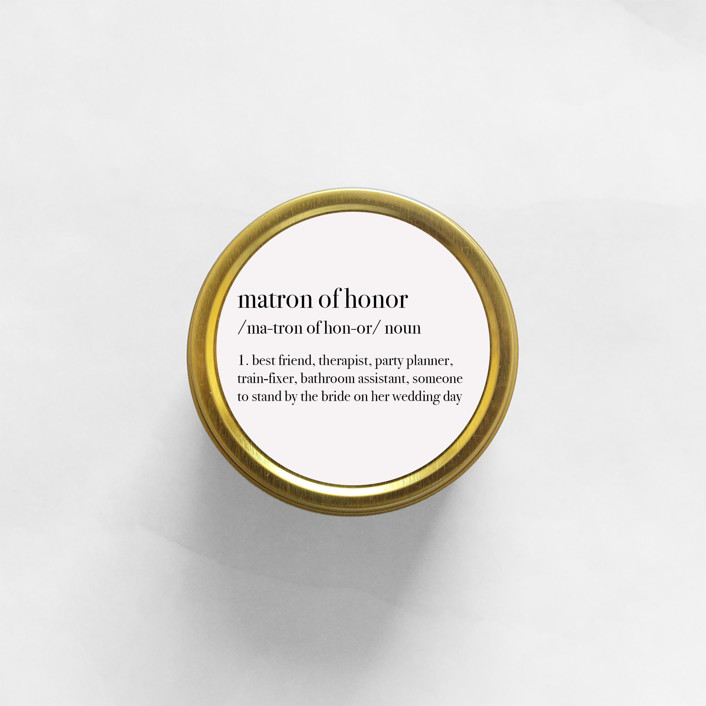 Matron of Honor Definition Soy Candle | Gold Travel Tin Bridesmaid ...