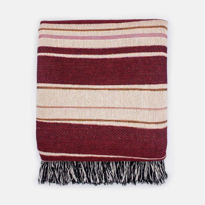 Holiday Stripe-Maroon Blankets and Throws by Karbon Market | Minted