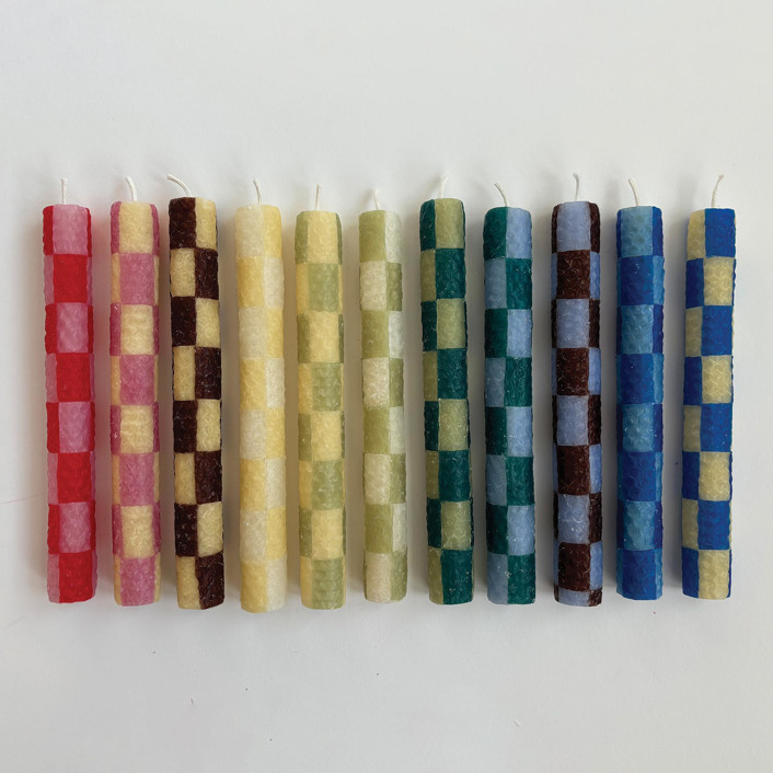 Checkered Taper Candles (Custom Color, Set of 2) Candles & Holders by ...