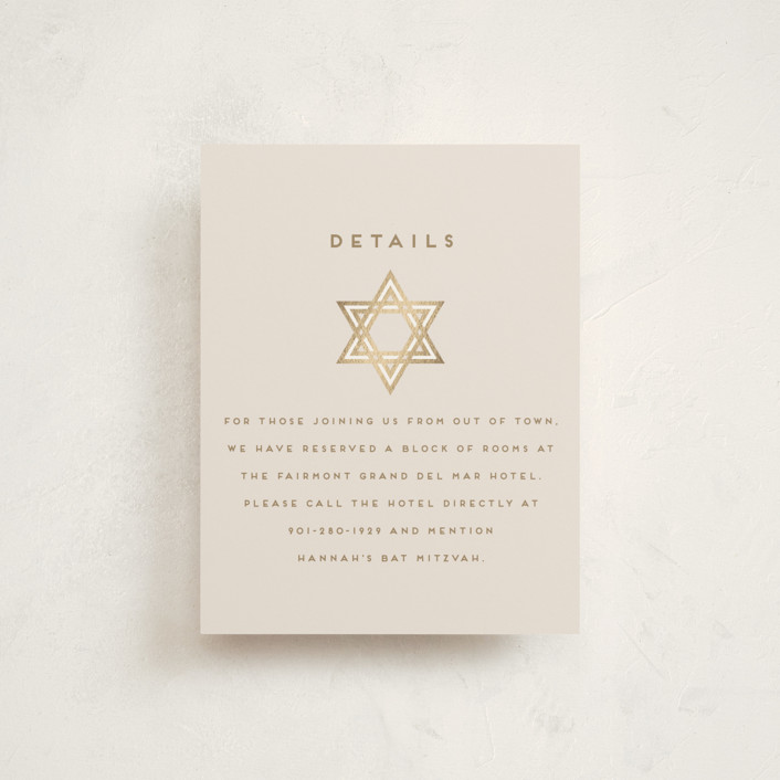 Square Star of David Foil-Pressed Mitzvah Direction Cards by Stacy ...